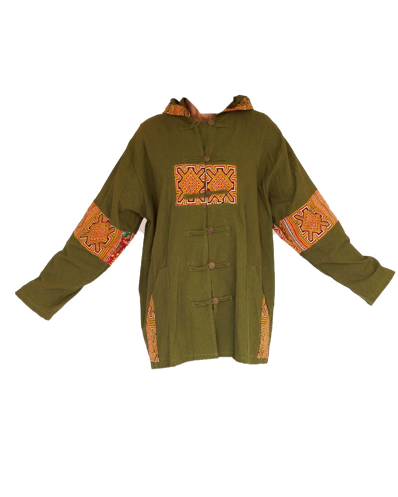 Tribal Button Down Jacket with a plain back – The High Thai